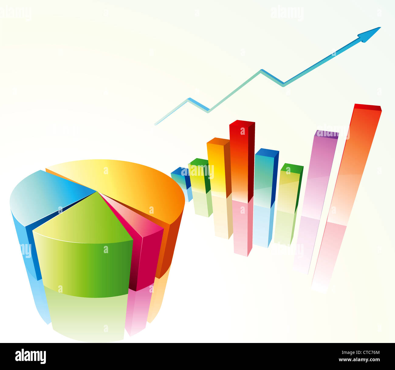 Vector illustration of shiny bar and pie chart Stock Photo - Alamy
