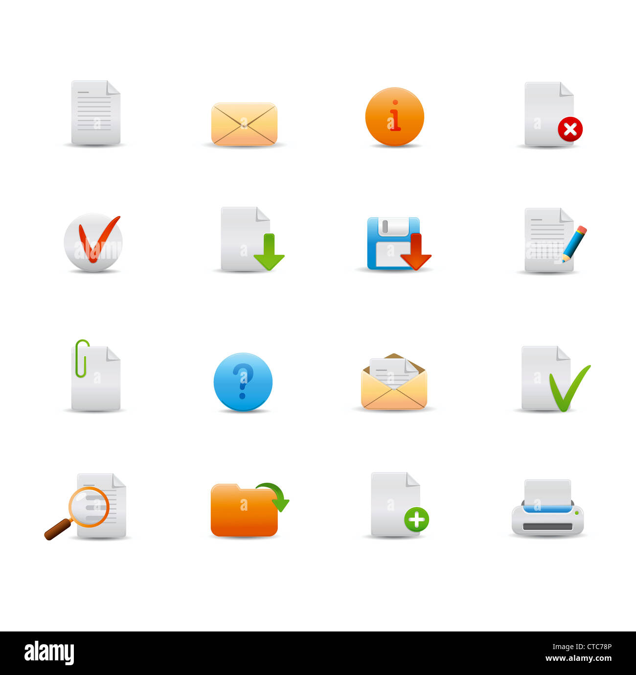 Vector illustration set of elegant simple icons for common computer ...