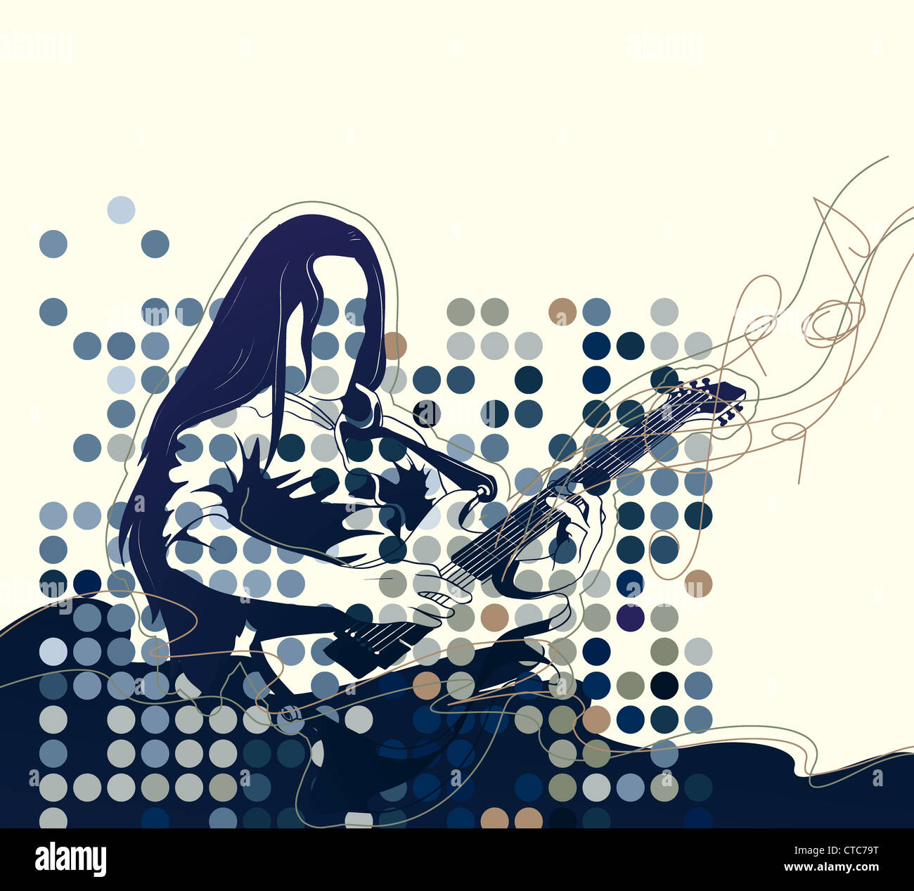 music poster with guitar player Stock Photo - Alamy