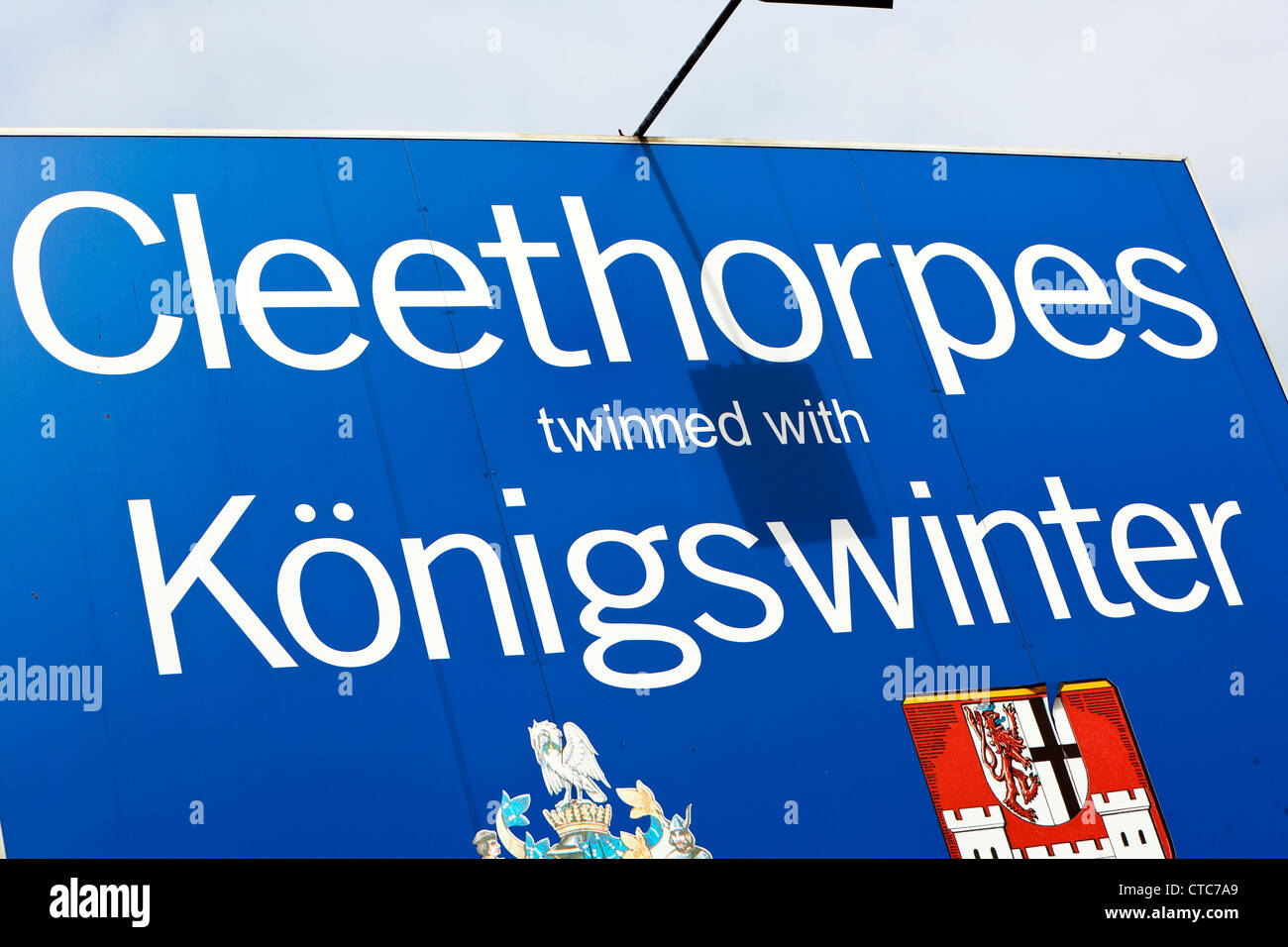 Sign greeting tourists to Cleethorpes, North Lincolnshire, UK, England ...