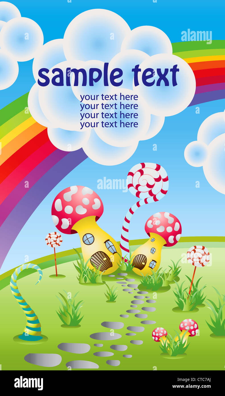 vector spring background with mushrooms Stock Photo - Alamy