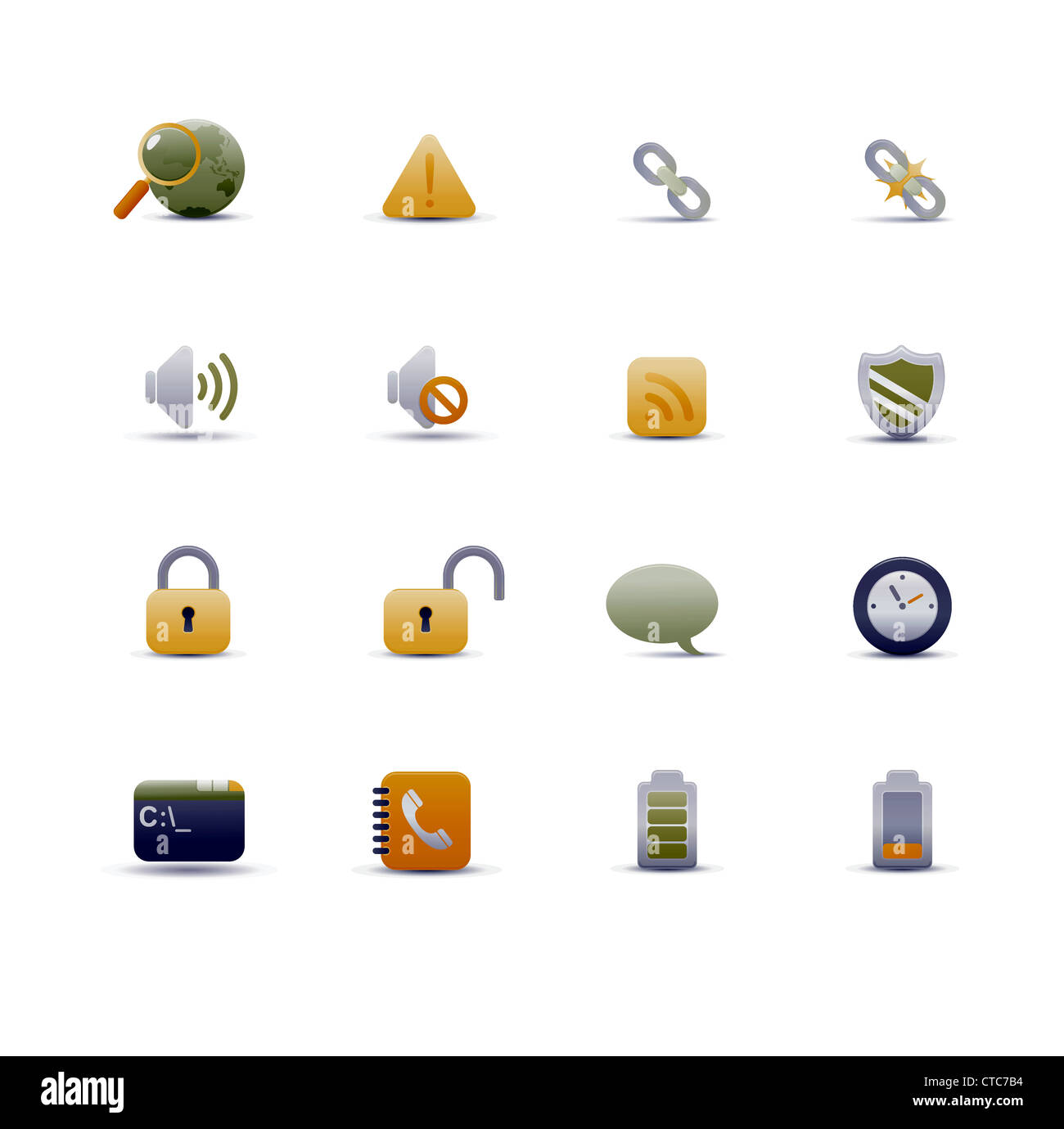 Vector illustration set of elegant simple icons for common computer ...