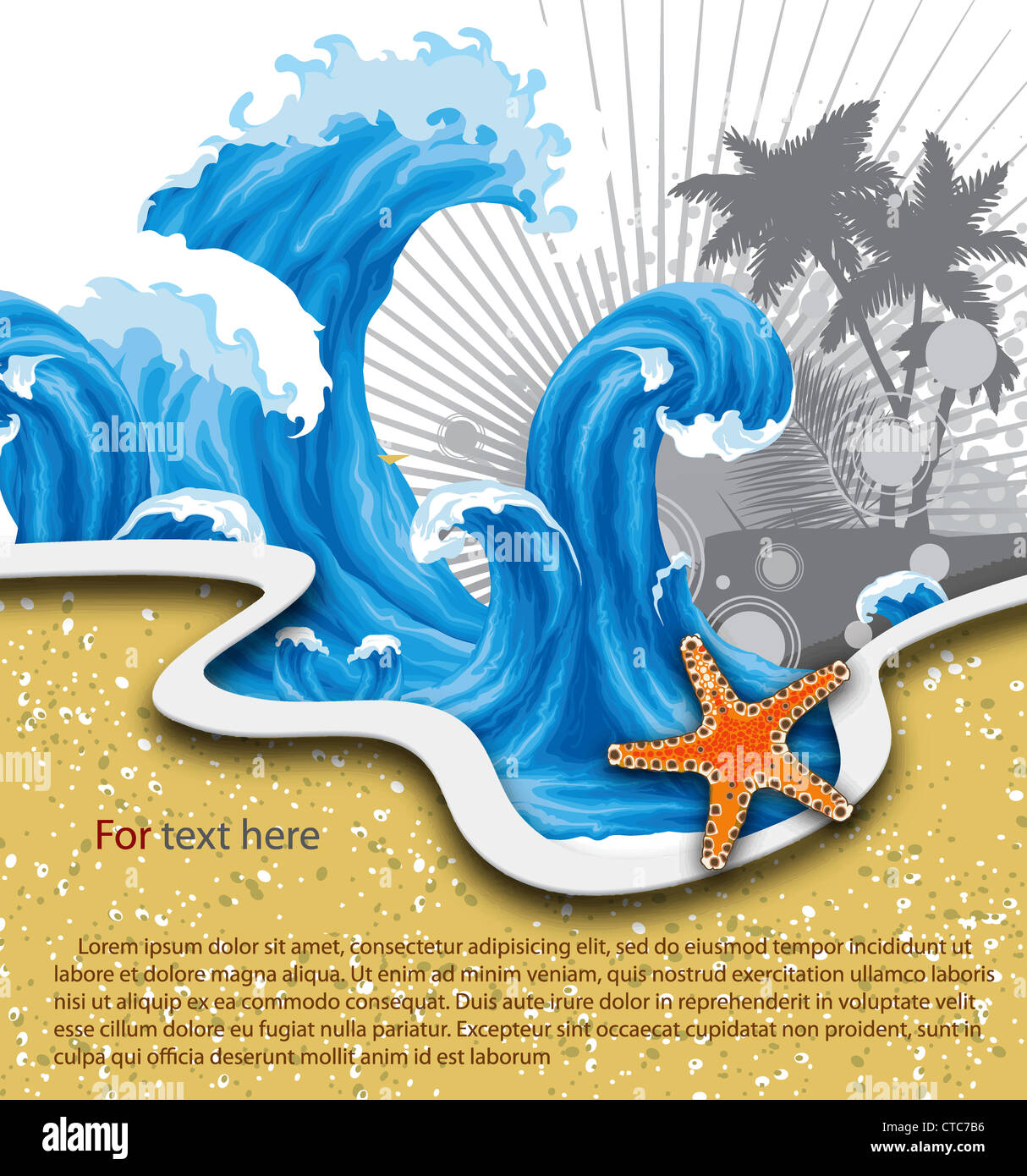 vector summer background with waves Stock Photo - Alamy