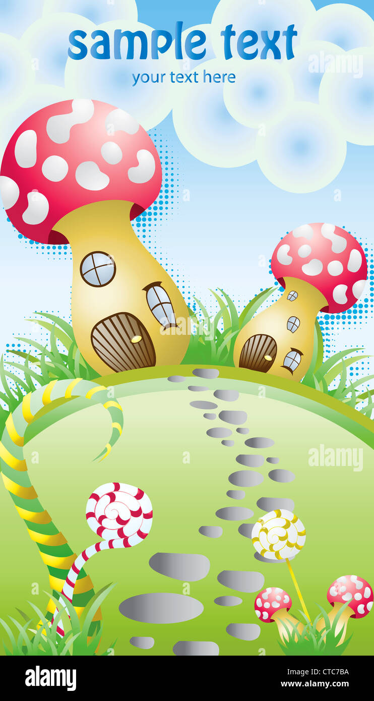 vector spring background with mushrooms Stock Photo - Alamy