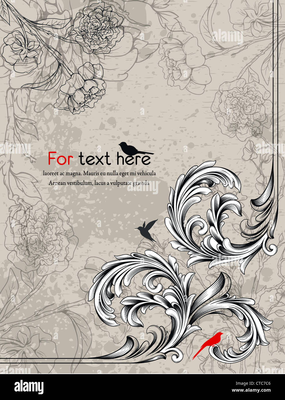 vintage floral background vector illustration Stock Photo - Alamy