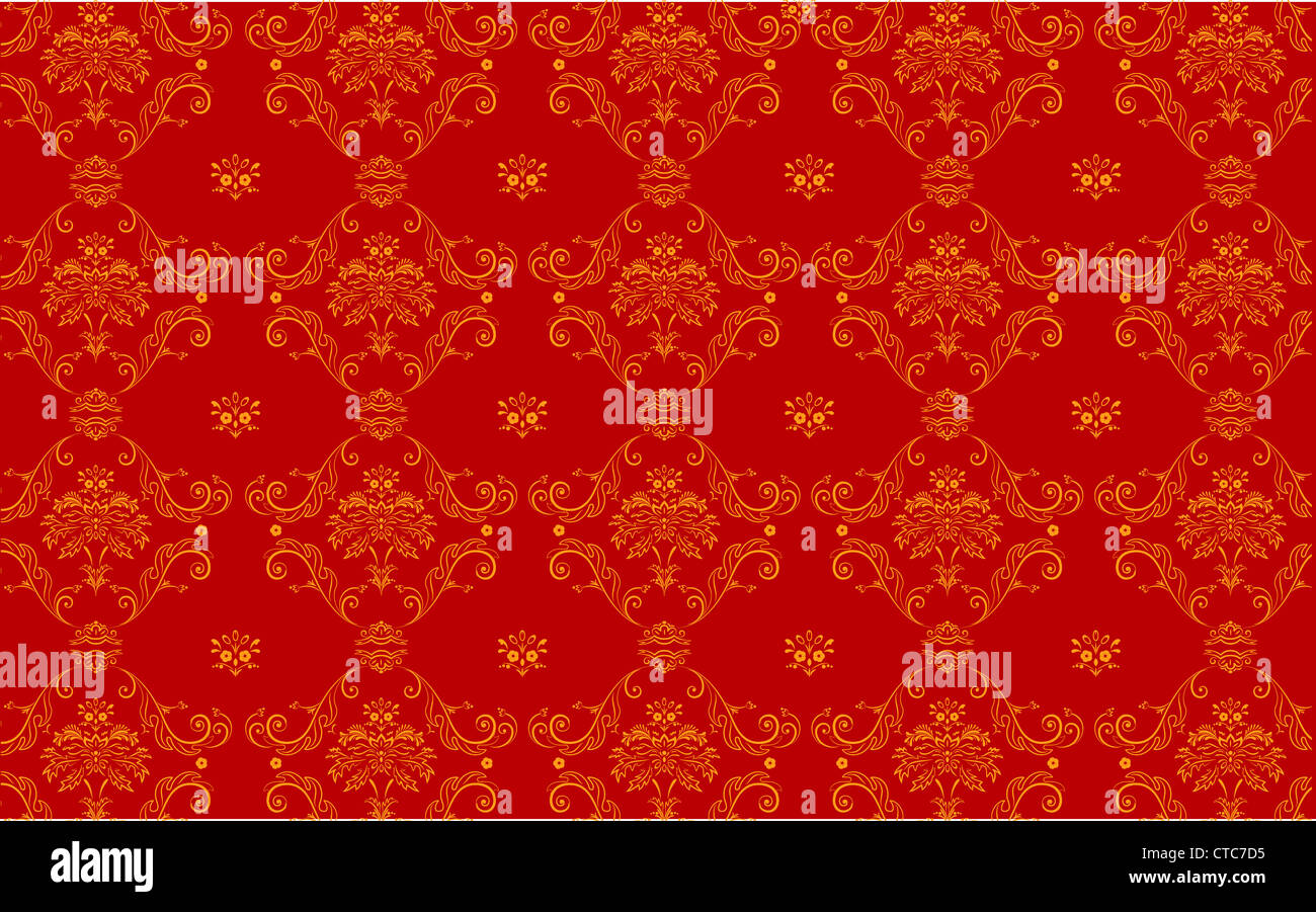 Vector illustration of red elegant Victorian retro motif wallpaper ...