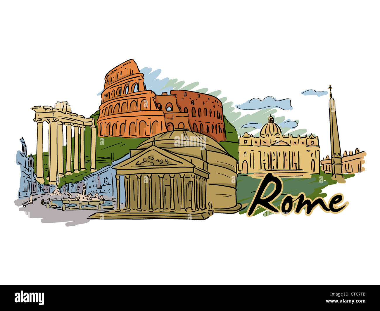 Rome illustration Cut Out Stock Images & Pictures - Alamy