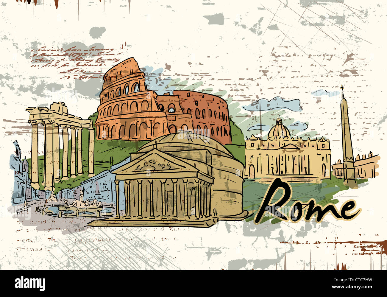 rome doodles vector illustration Stock Photo - Alamy