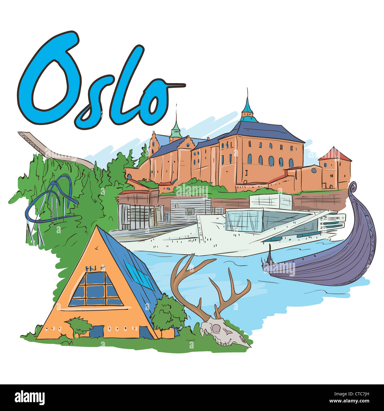 oslo doodles vector illustration Stock Photo - Alamy