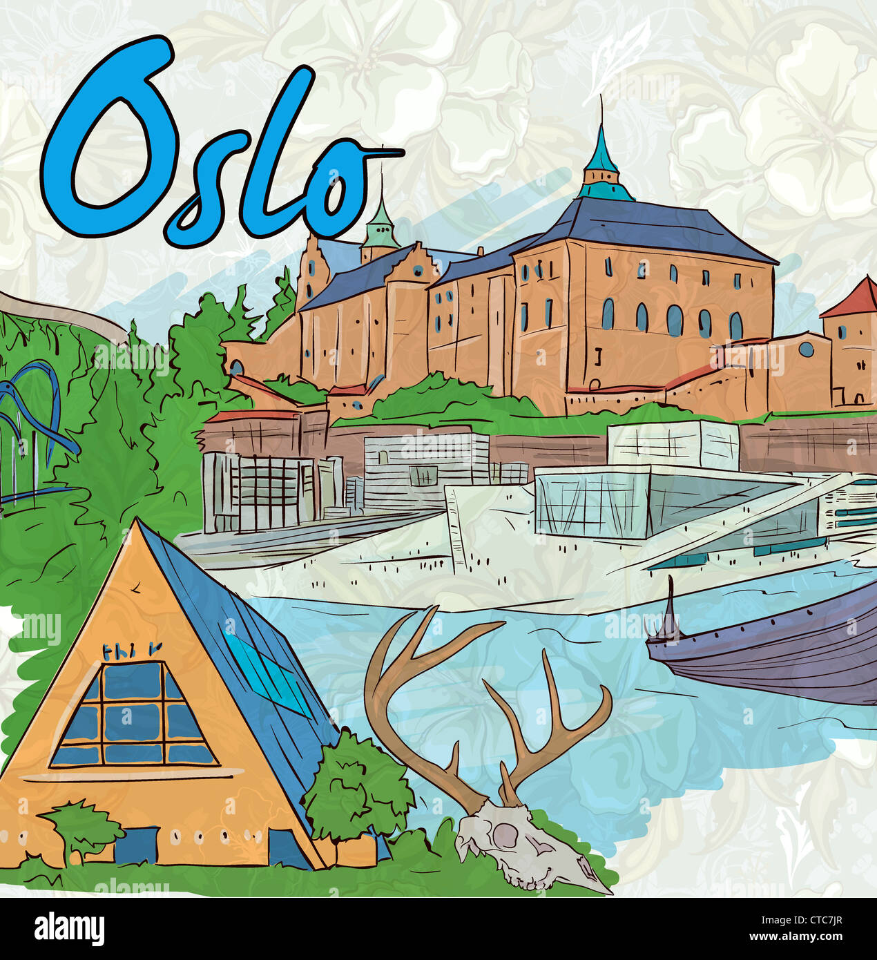 oslo doodles vector illustration Stock Photo - Alamy