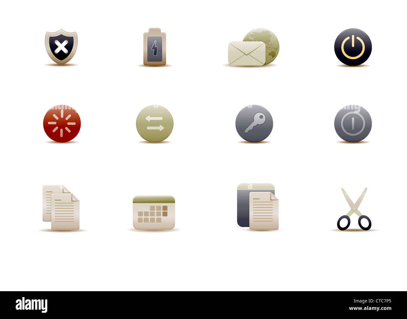 Vector illustration set of elegant simple icons for common computer ...