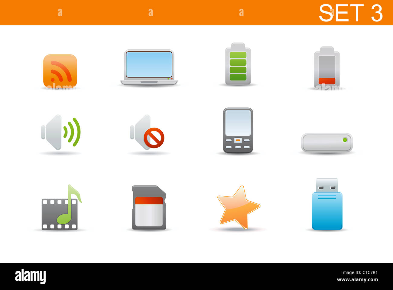 Vector illustration set of elegant simple icons for common computer and ...