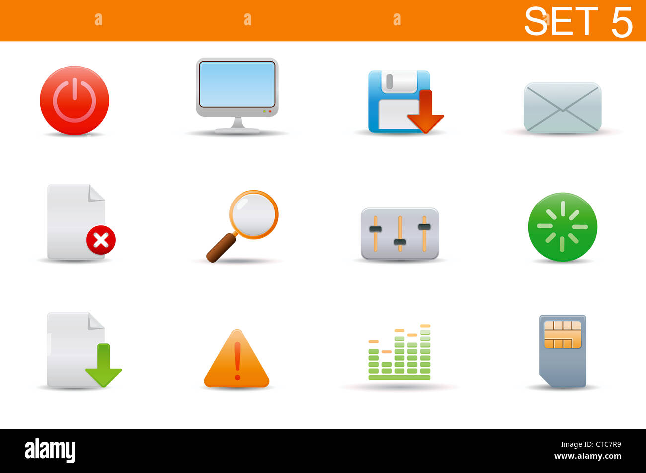 Vector illustration set of elegant simple icons for common computer and ...