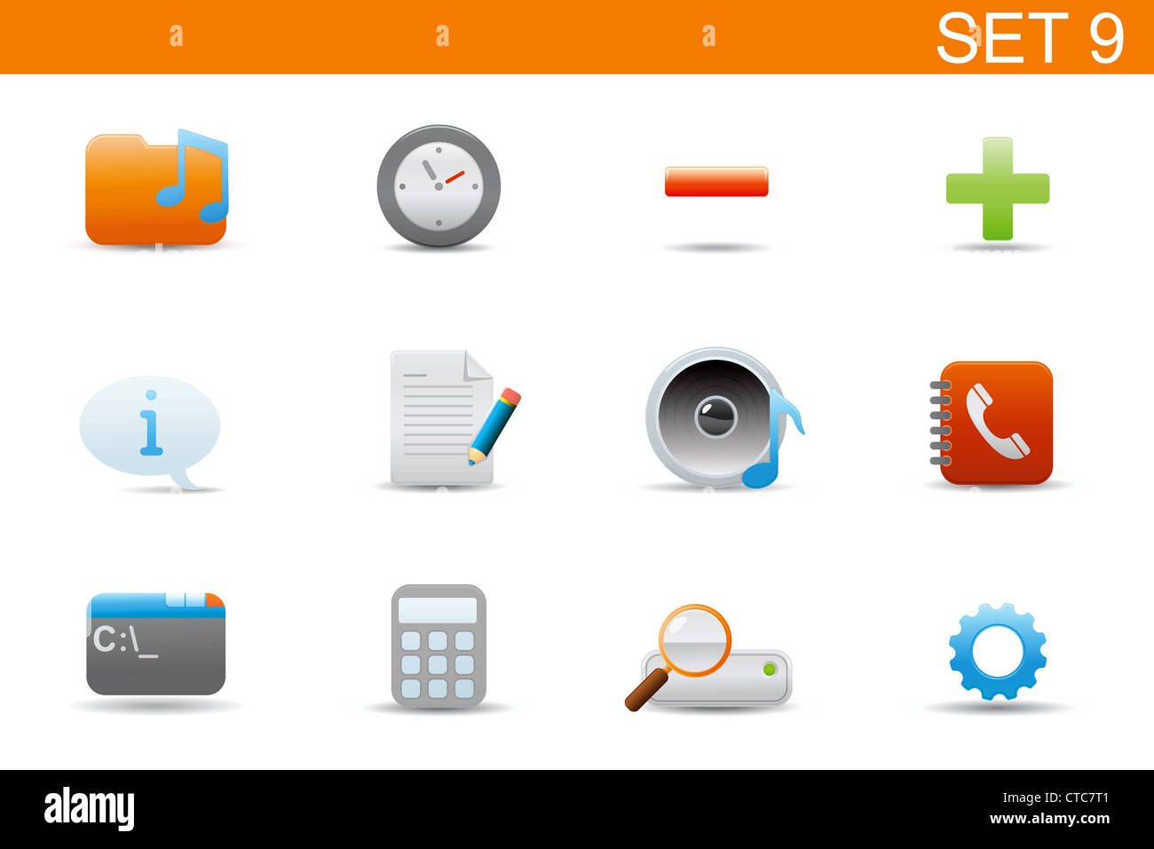 Vector illustration set of elegant simple icons for common computer and ...