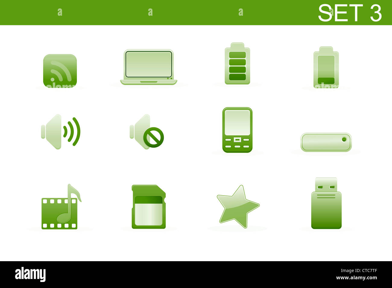 Vector illustration set of elegant simple icons for common computer and ...