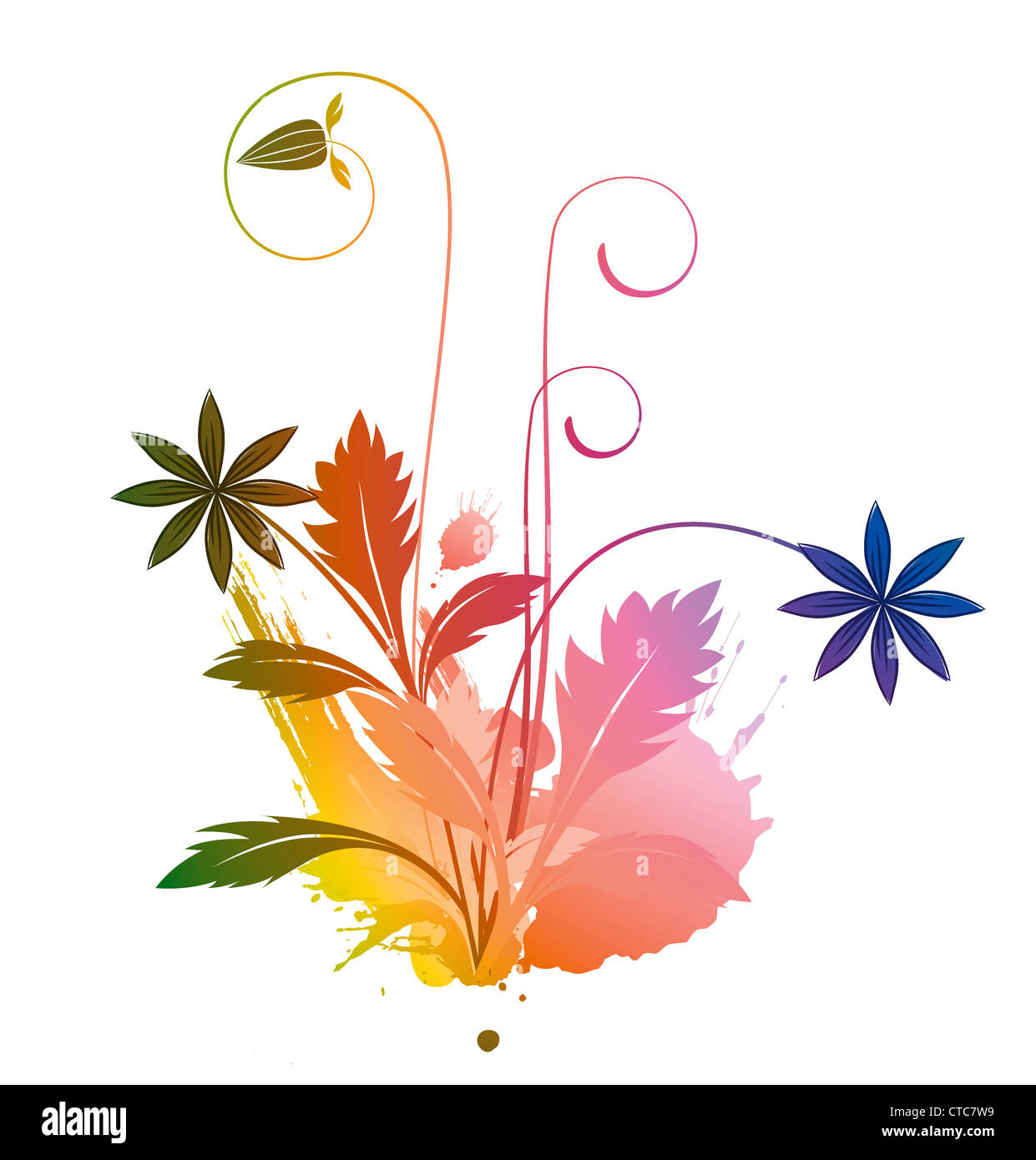 vector watercolor floral with splash Stock Photo - Alamy