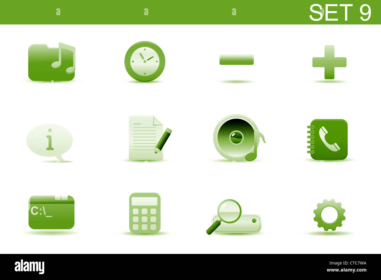 Vector illustration set of elegant simple icons for common computer and ...