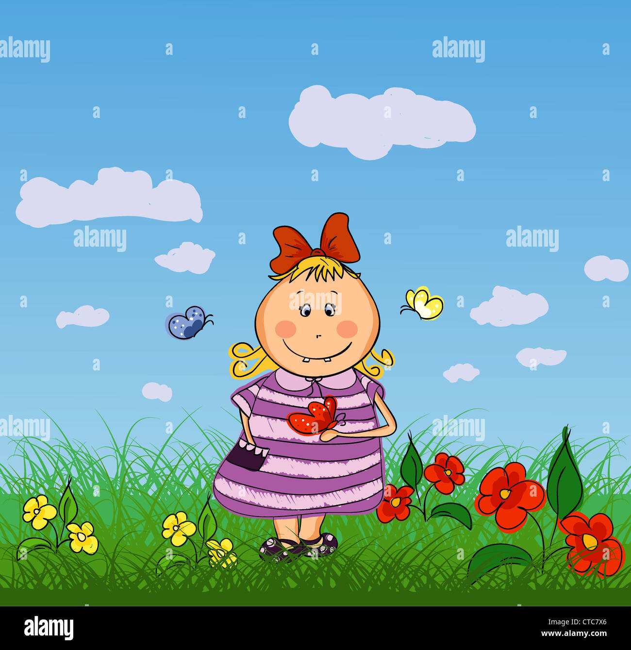 cartoon summer background vector illustration Stock Photo - Alamy