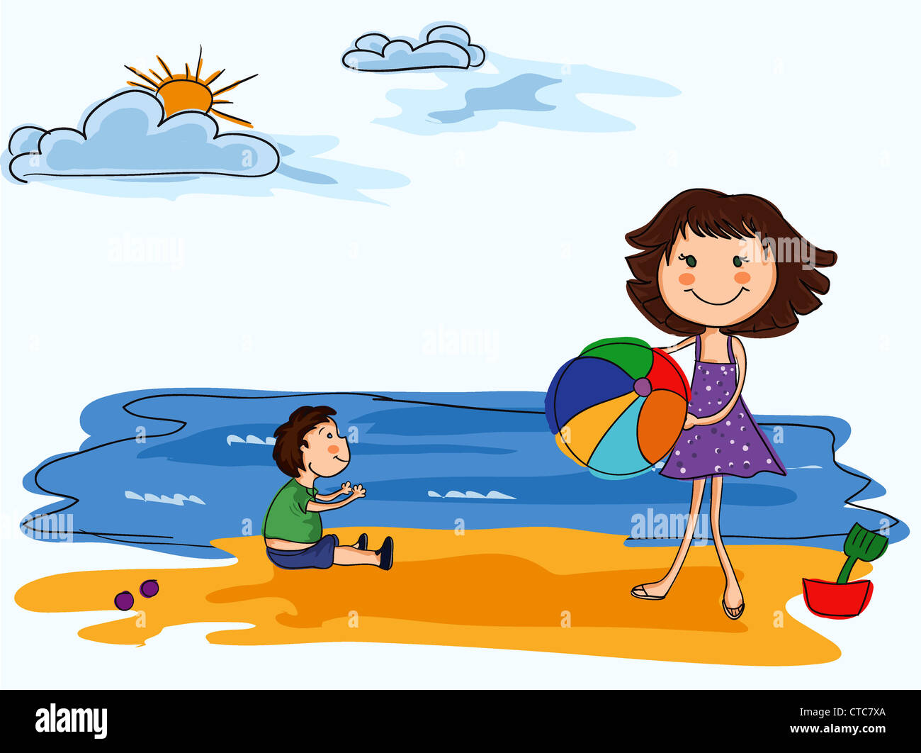 cartoon summer background vector illustration Stock Photo - Alamy