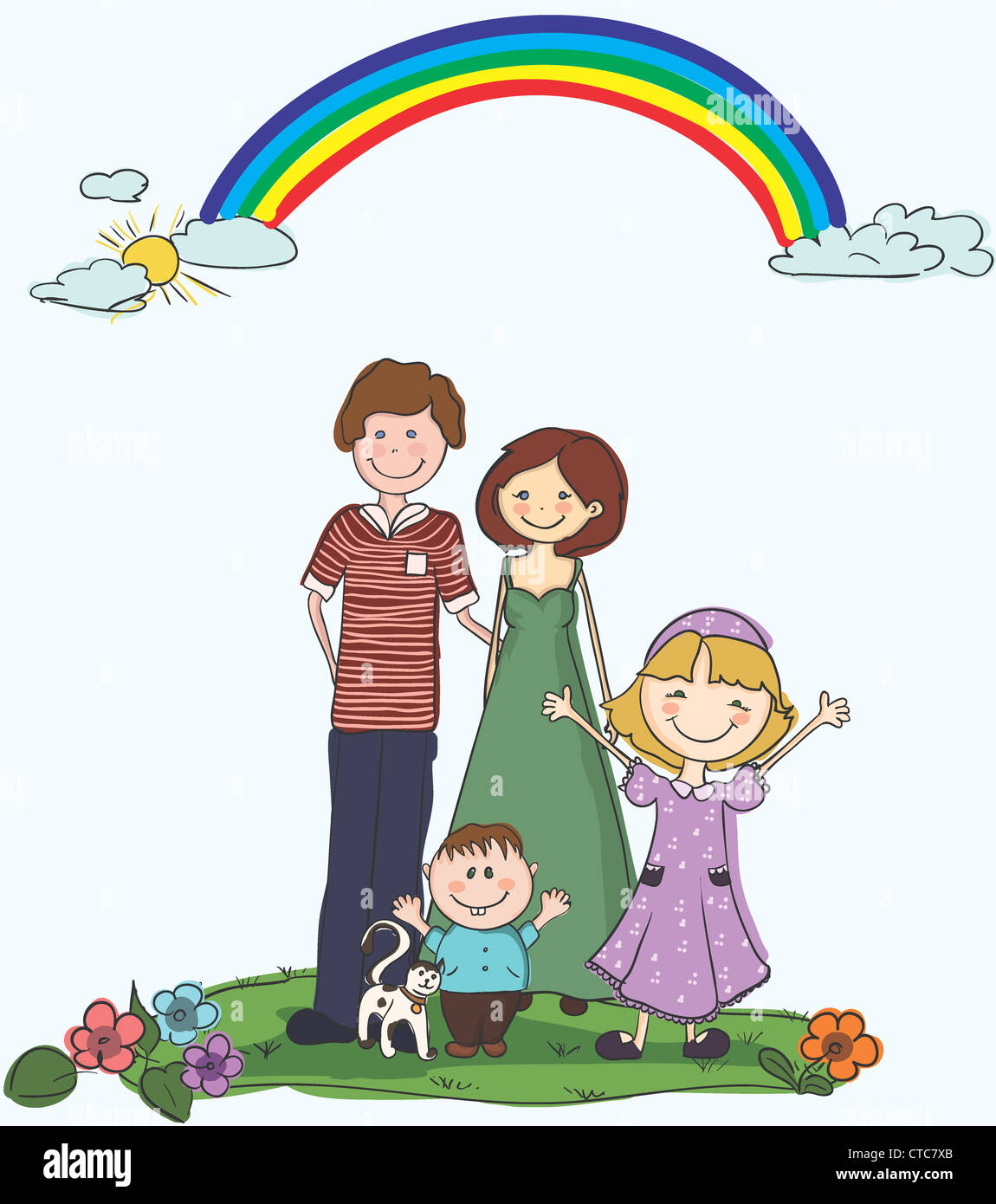 cartoon family background vector illustration Stock Photo - Alamy