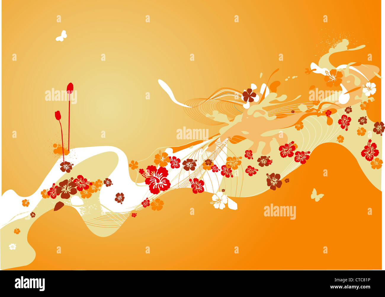 Vector illustration of funky styled design background made of floral ...