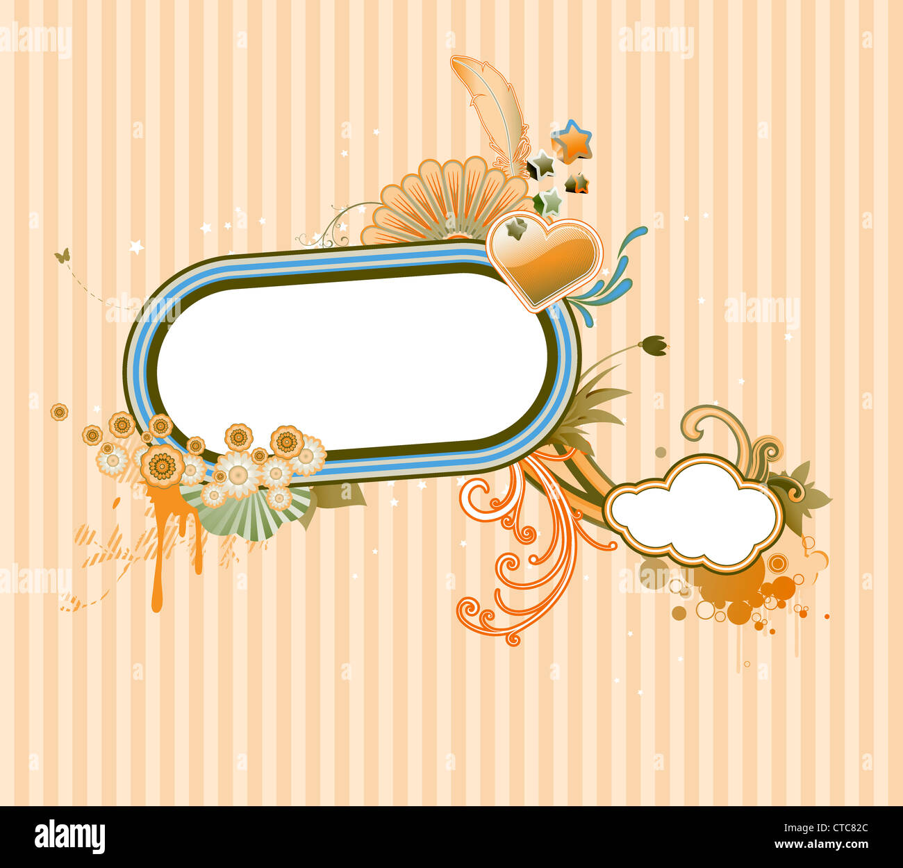 Vector illustration of funky styled design frame made of floral ...