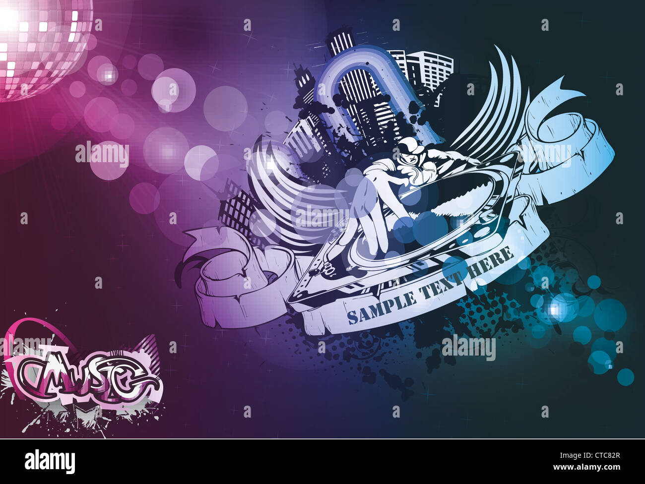 vector concert poster with dj Stock Photo - Alamy