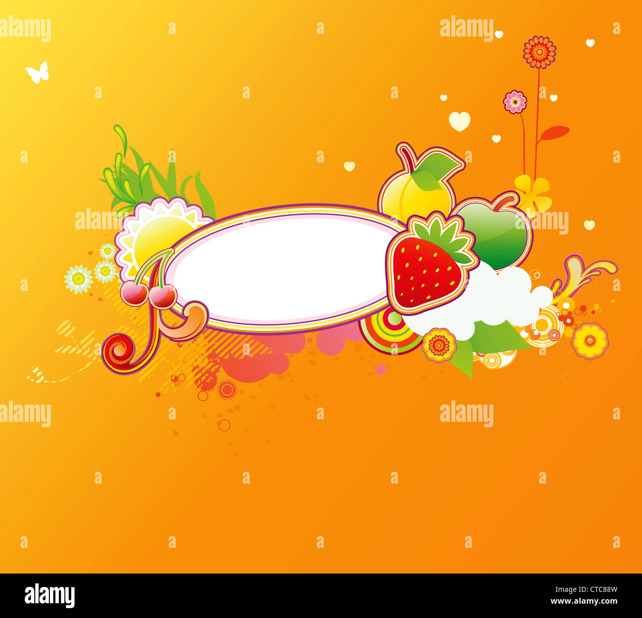 Vector illustration of funky styled design frame made of floral and ...