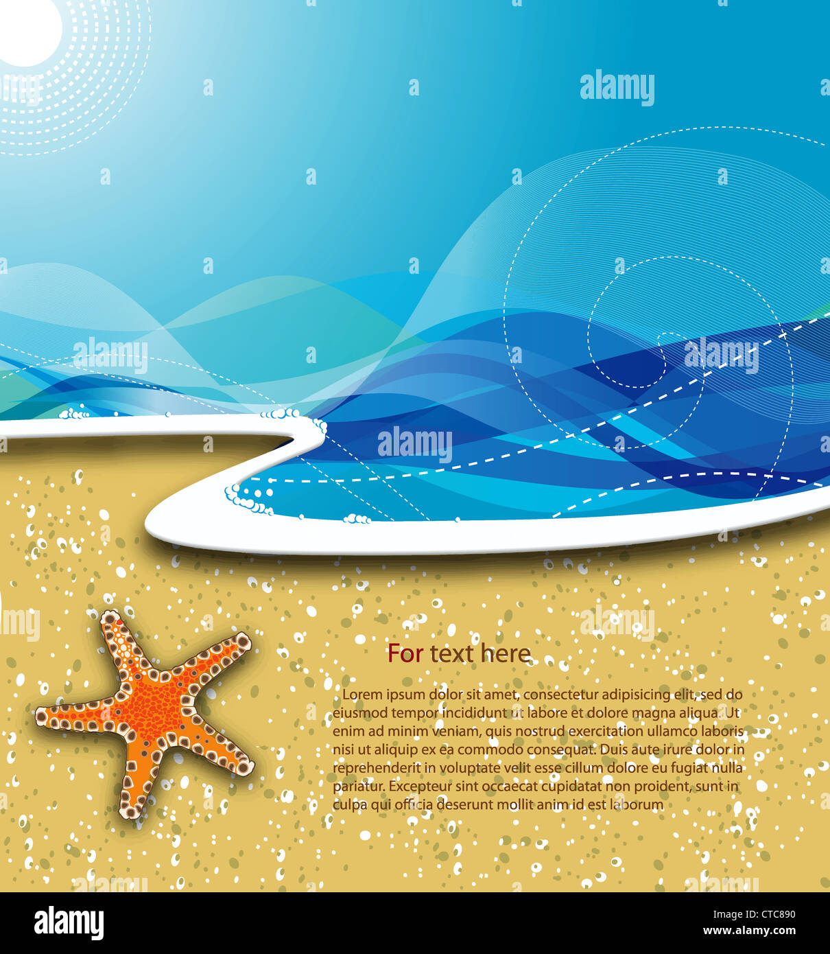 vector summer background with star fish Stock Photo - Alamy