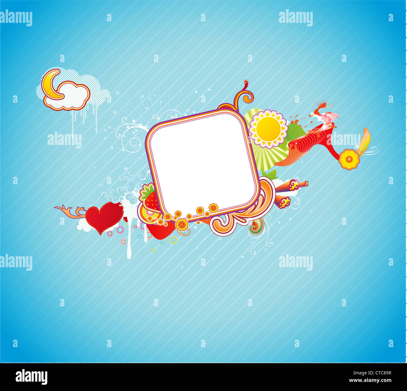 Vector illustration of funky styled design frame made of floral and ...