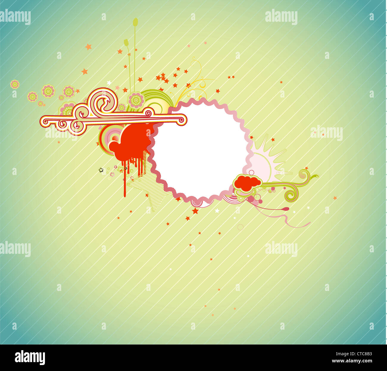 Vector illustration of funky styled design frame made of floral ...