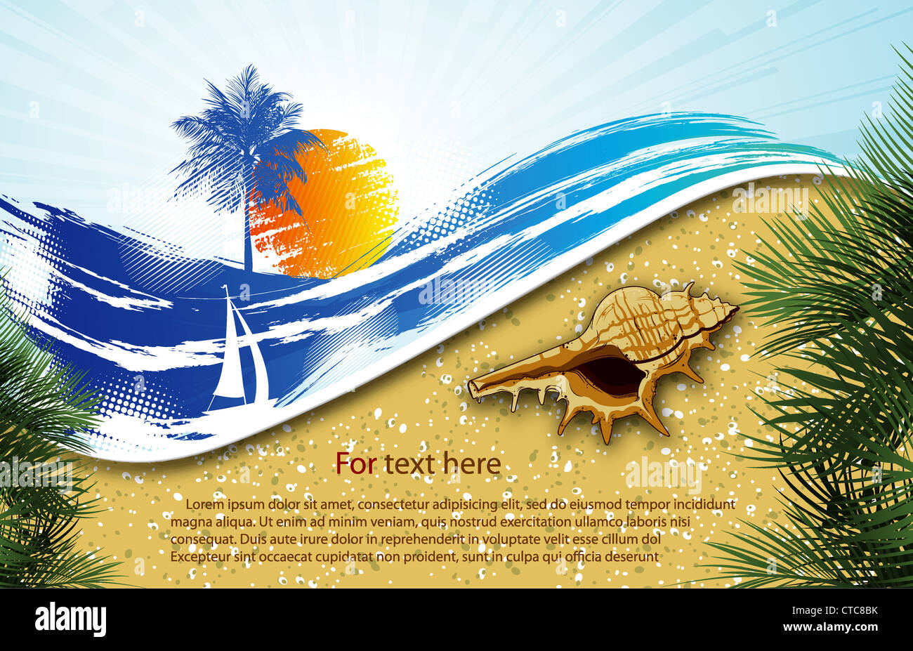 vector summer background with wave Stock Photo - Alamy