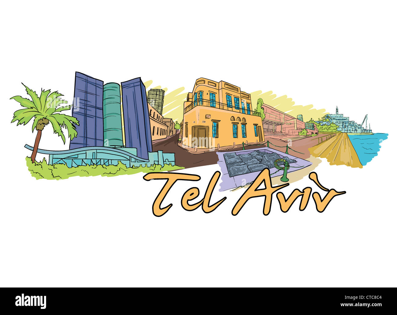 tel aviv doodles vector illustration Stock Photo - Alamy