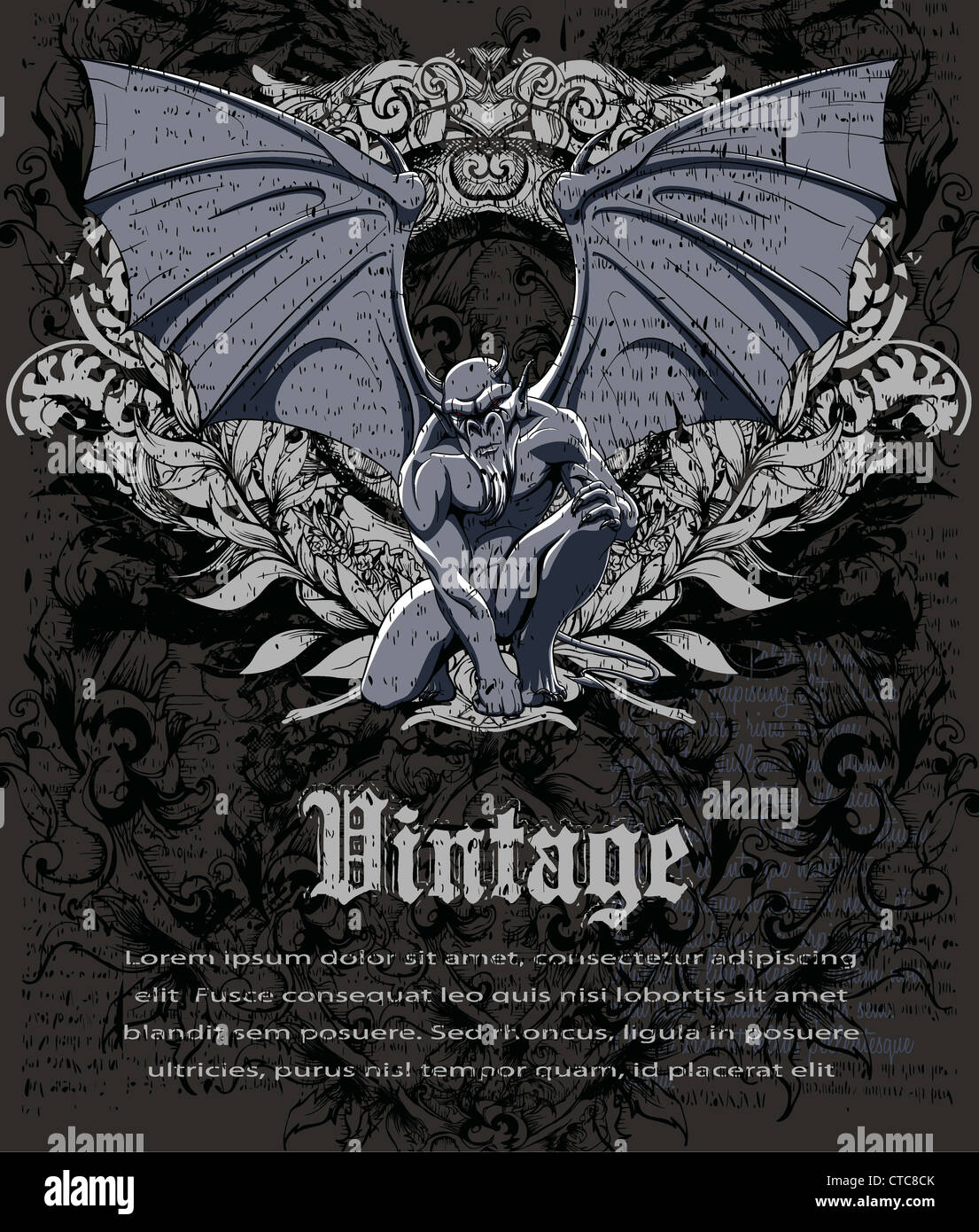 vintage background with gargoyle vector illustration Stock Photo - Alamy