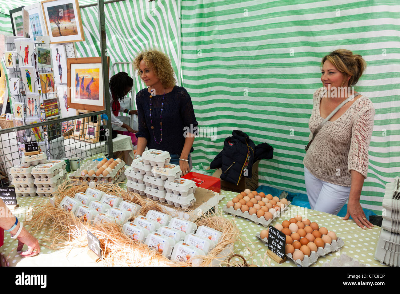 Market stall holder selling egg eggs at Louth food festival ...