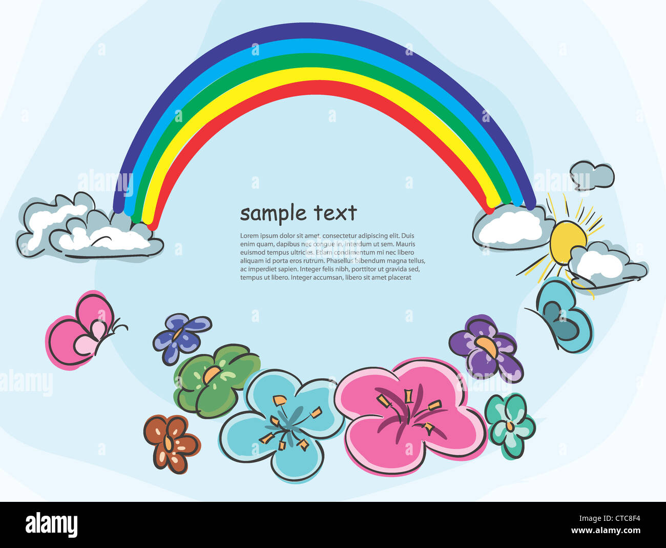 cartoon background with rainbow vector illustration Stock Photo - Alamy