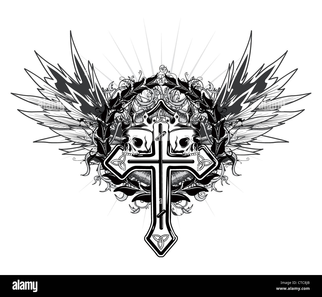 vector vintage tshirt design with cross Stock Photo - Alamy