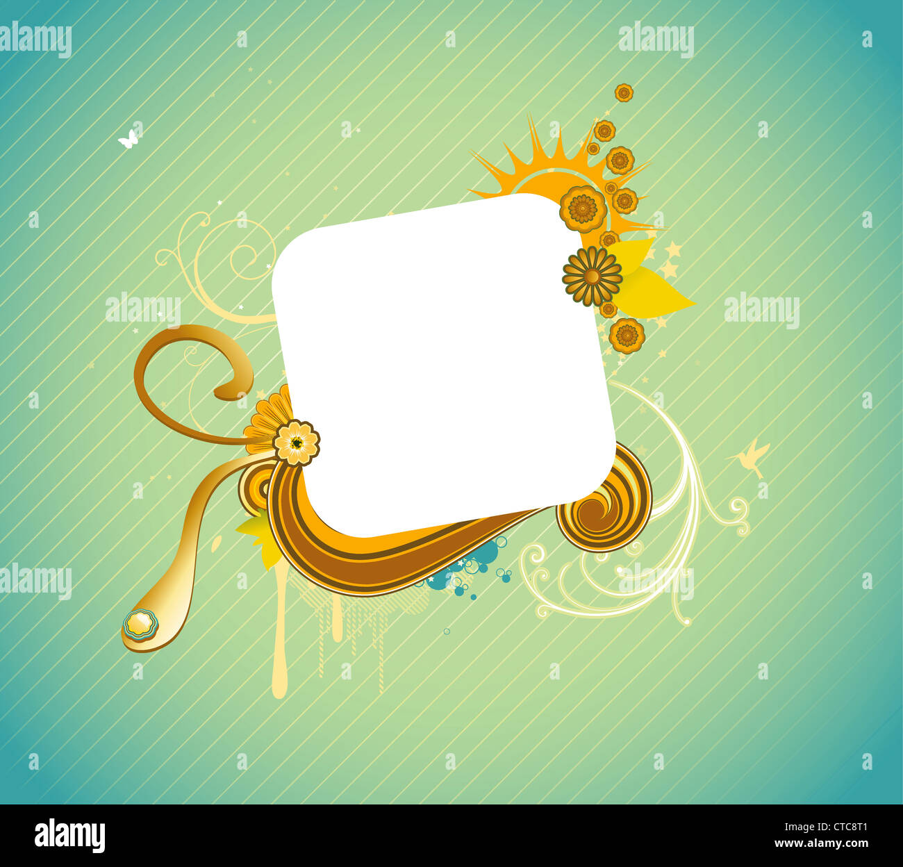 Vector illustration of funky styled design frame made of floral ...