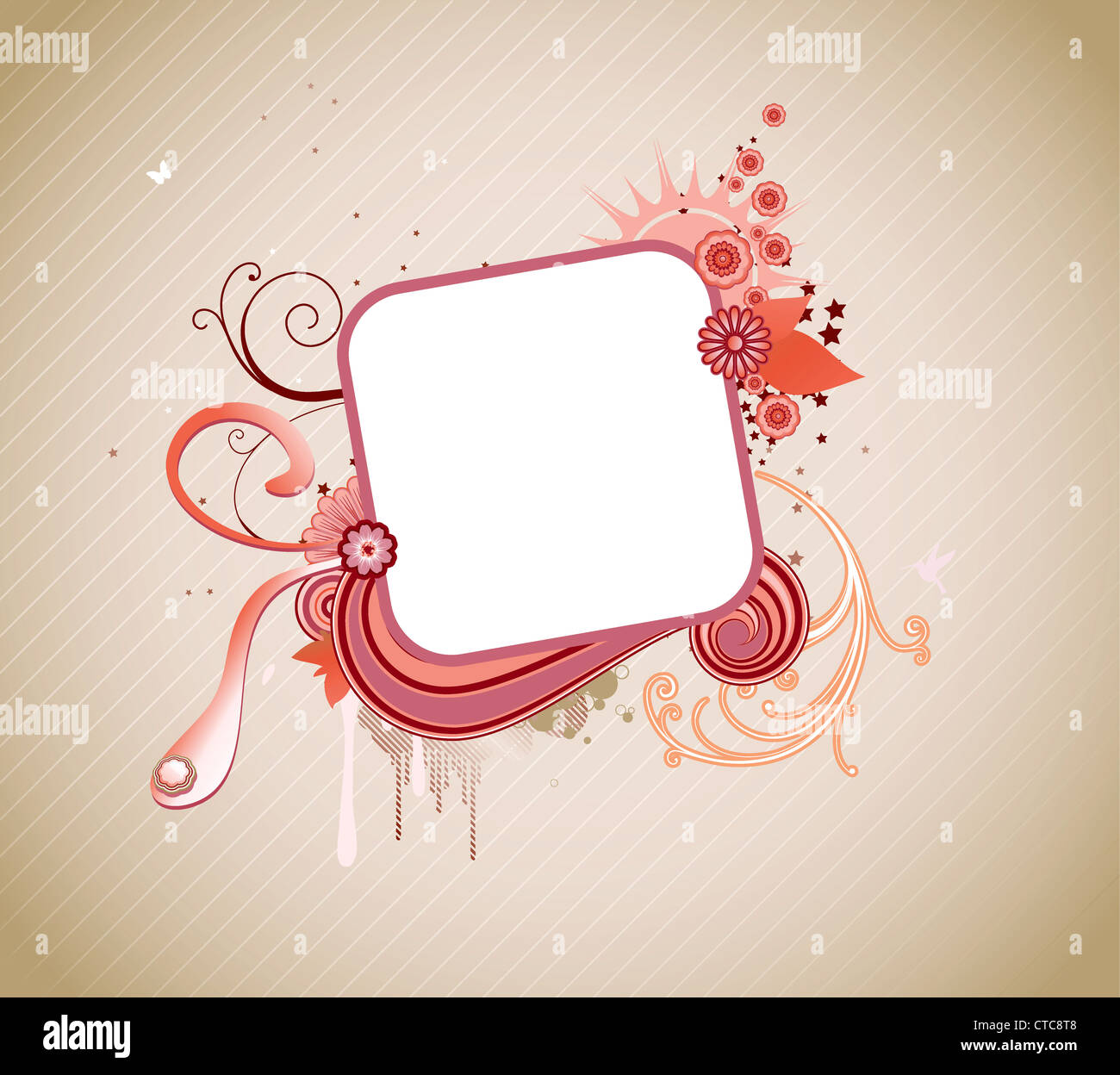 Vector illustration of funky styled design frame made of floral ...