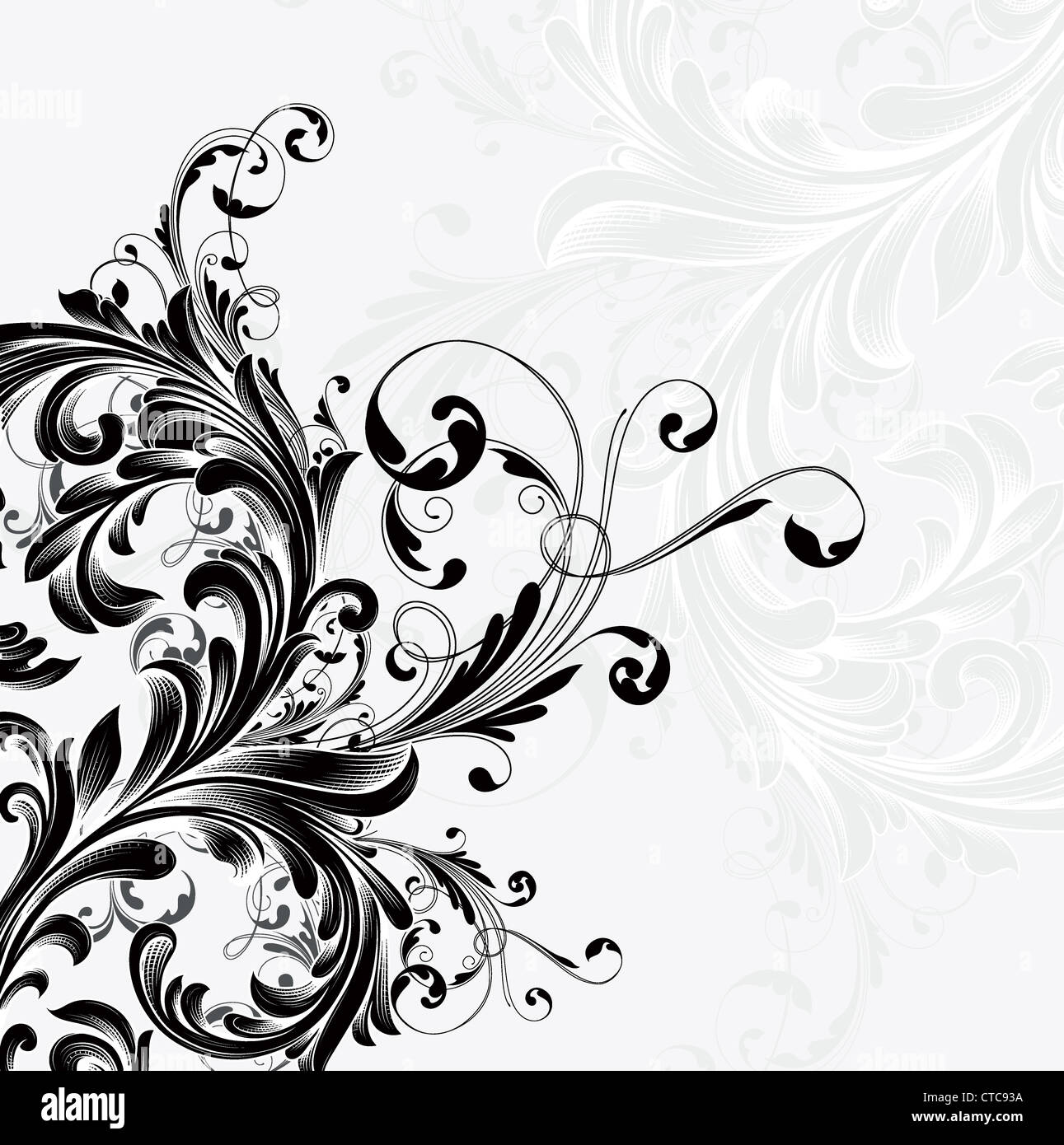 vector vintage background with engraved floral Stock Photo - Alamy