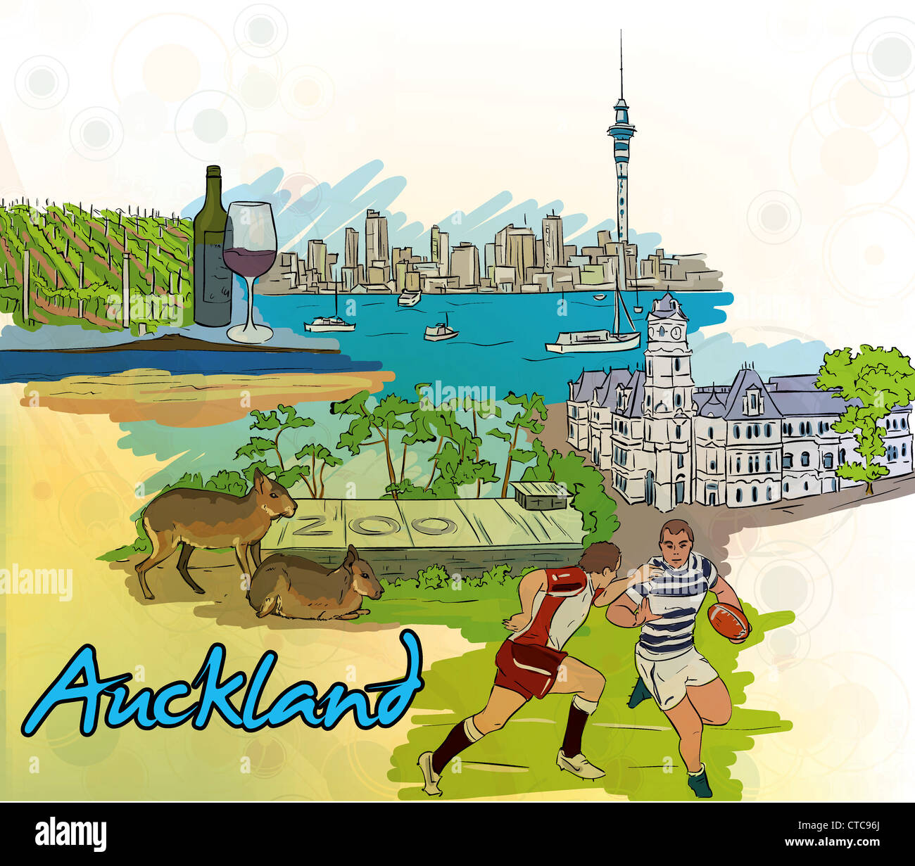 auckland doodles vector illustration Stock Photo - Alamy