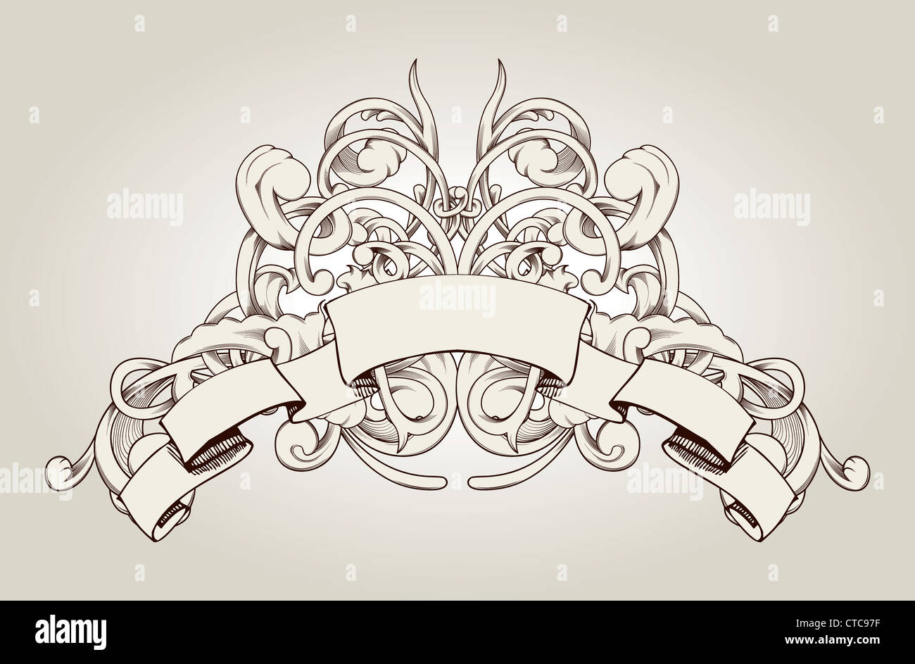 vector vintage floral with scroll Stock Photo - Alamy