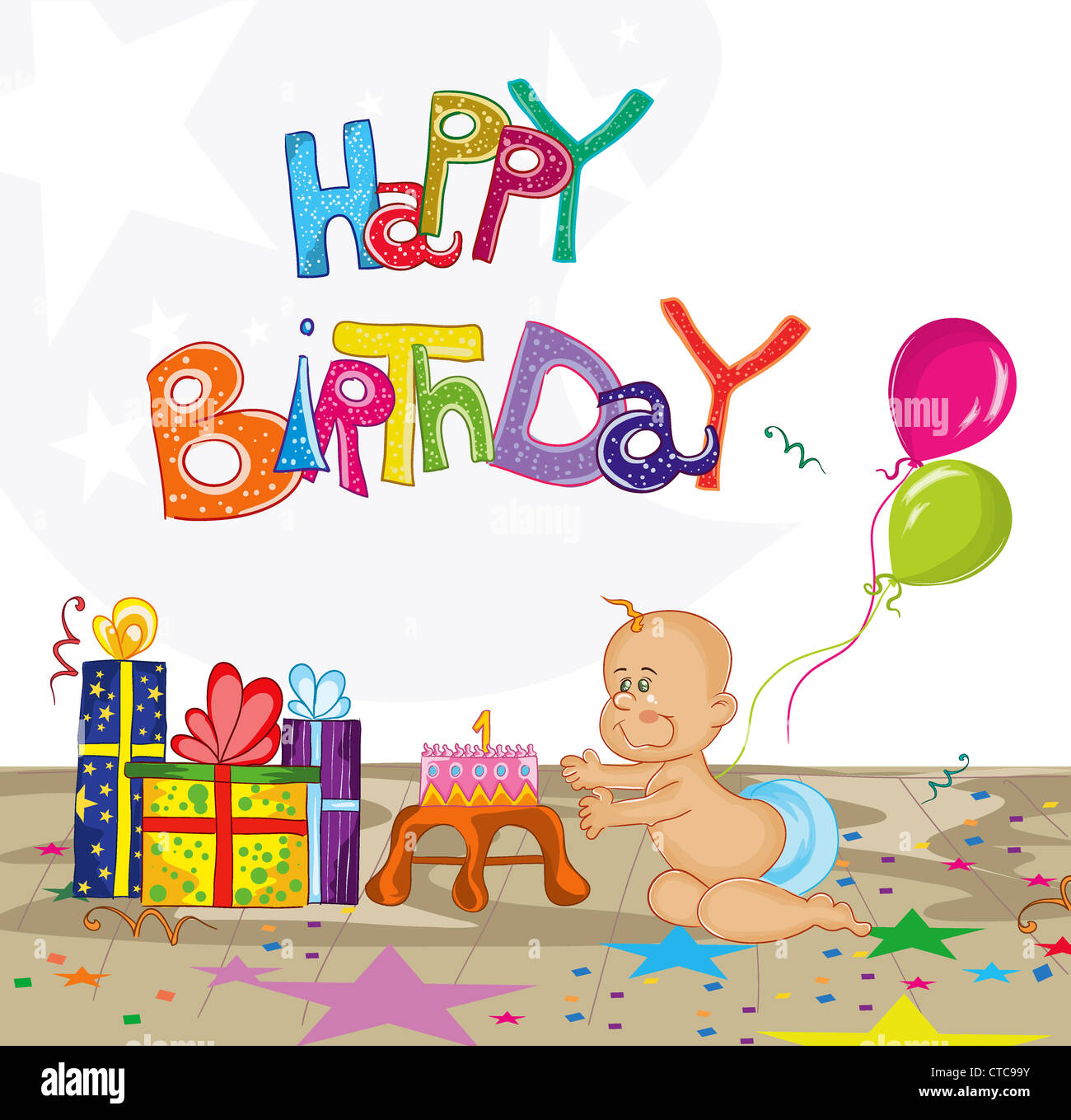 kids birthday party vector illustration Stock Photo - Alamy
