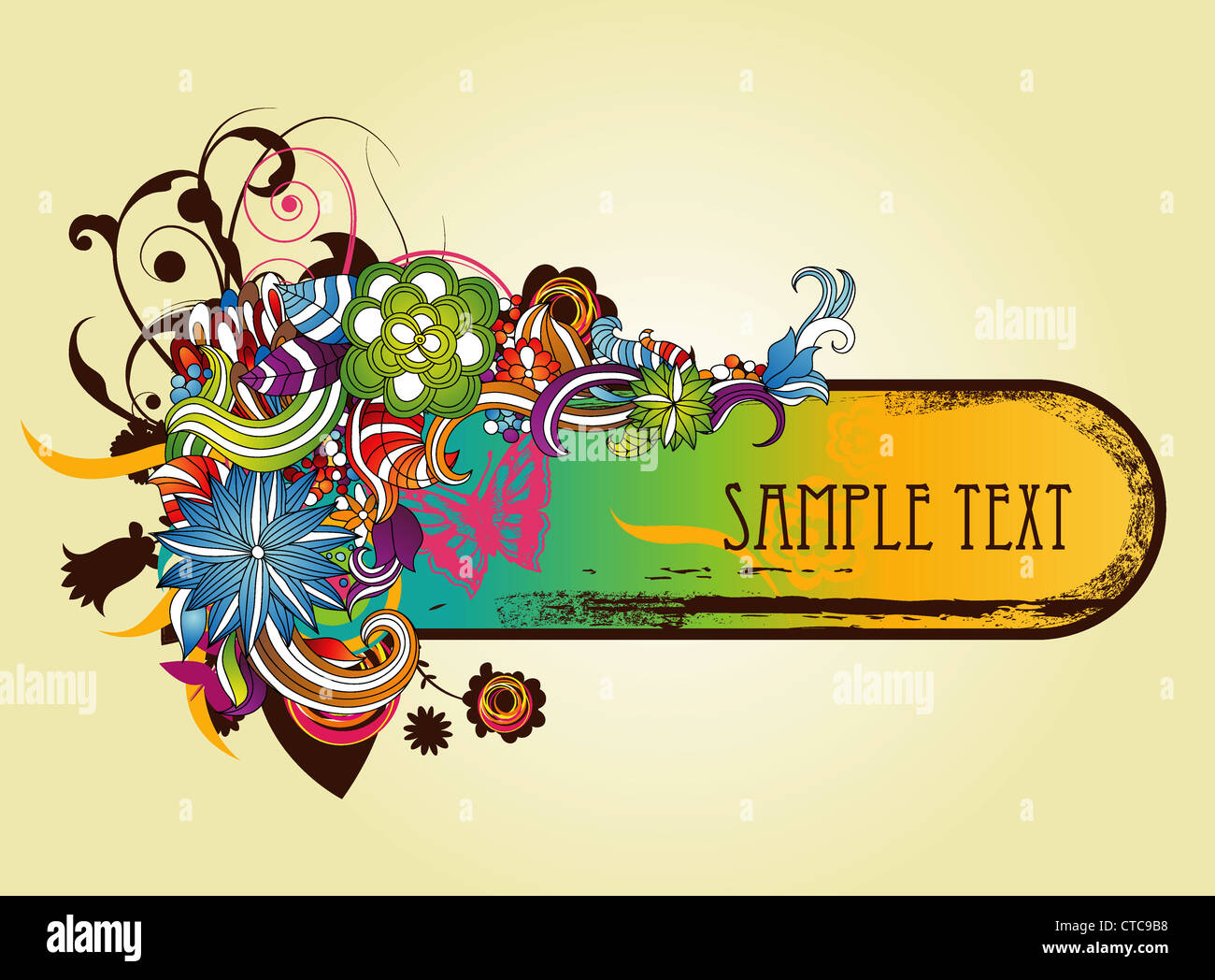 vector abstract floral frame Stock Photo - Alamy