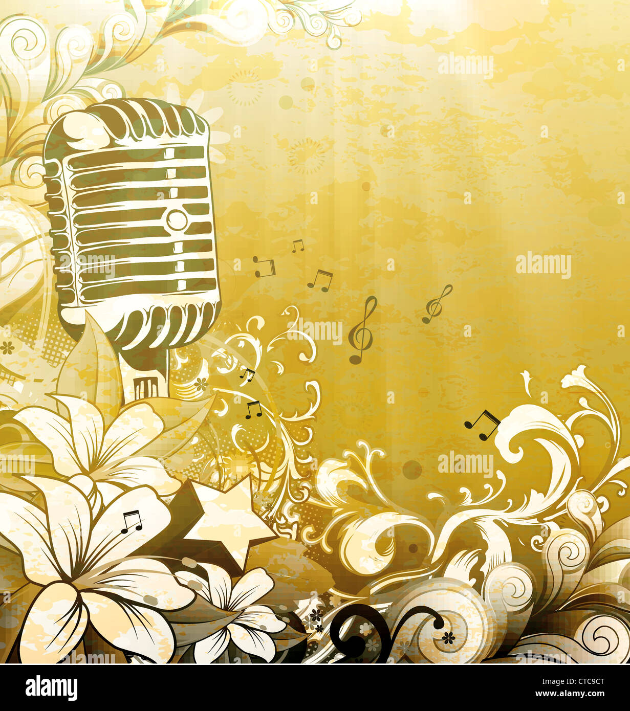 vector concert poster with microphone Stock Photo - Alamy