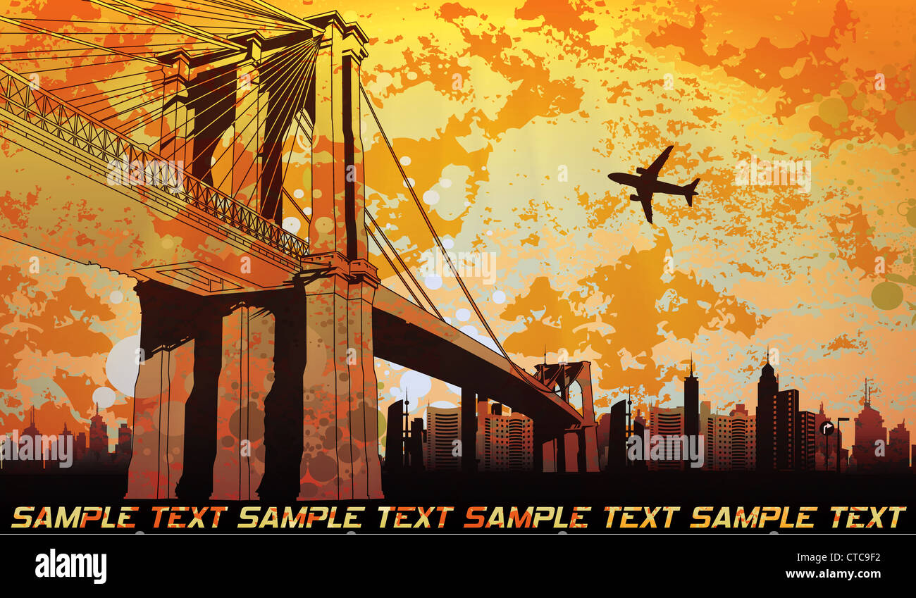 vector urban background with bridge Stock Photo - Alamy