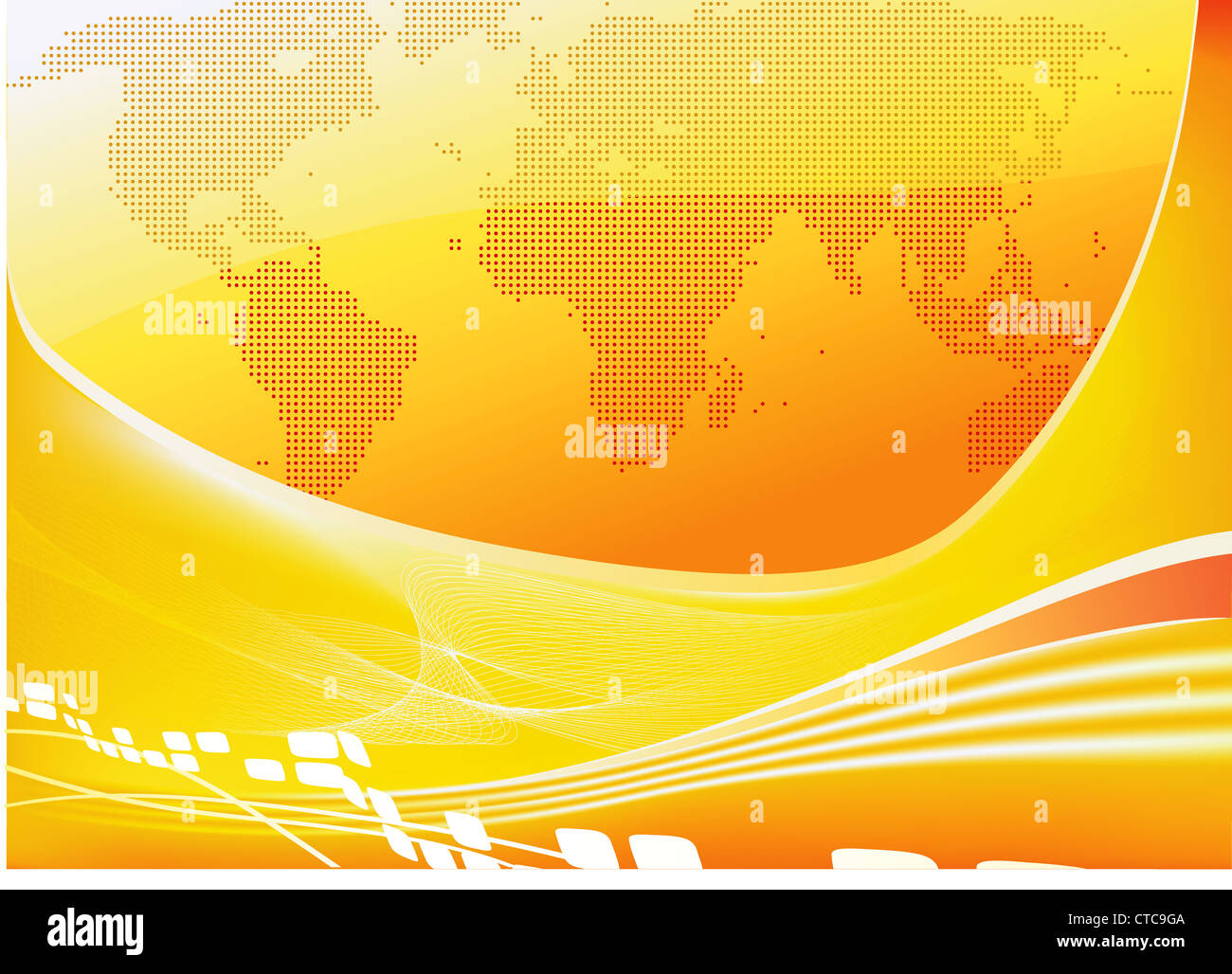 Vector illustration of stylised orange world map background Stock Photo ...