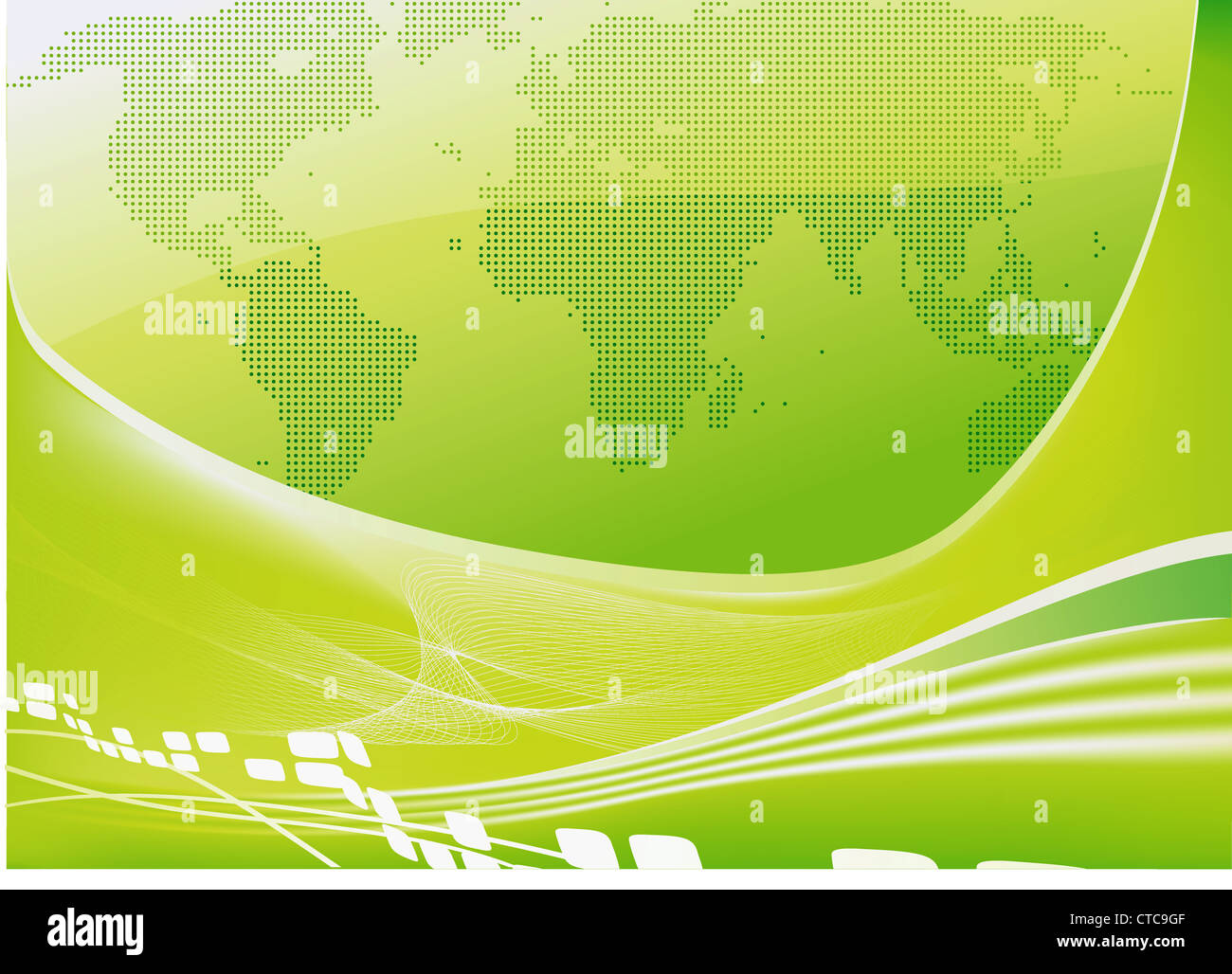 Vector illustration of stylised green world map background Stock Photo ...