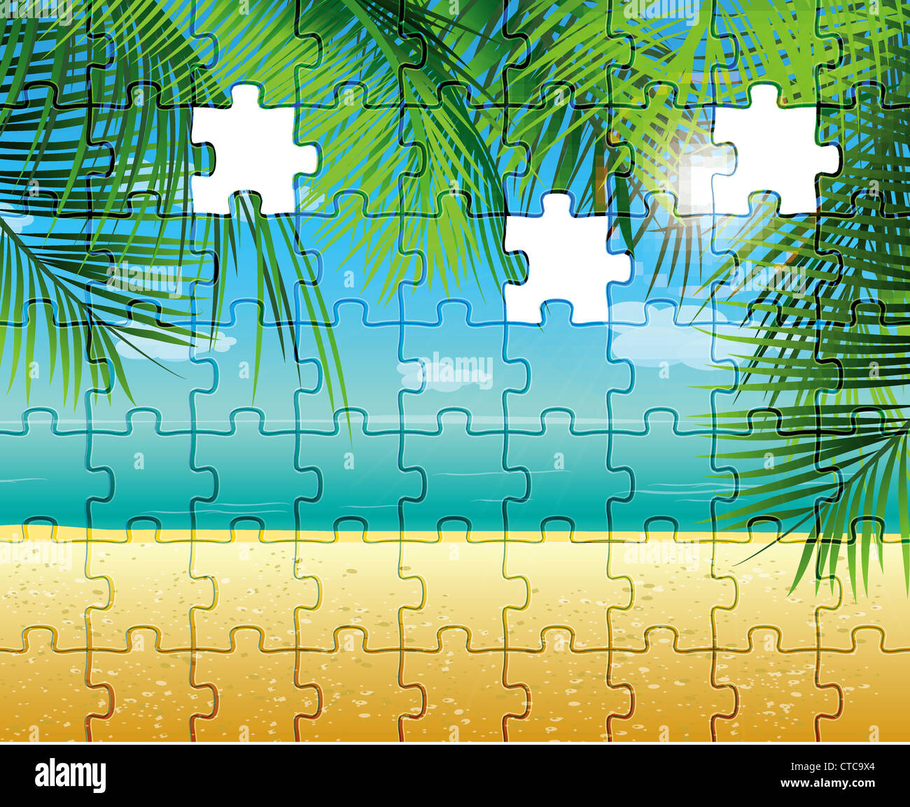 vector puzzle summer illustration Stock Photo - Alamy