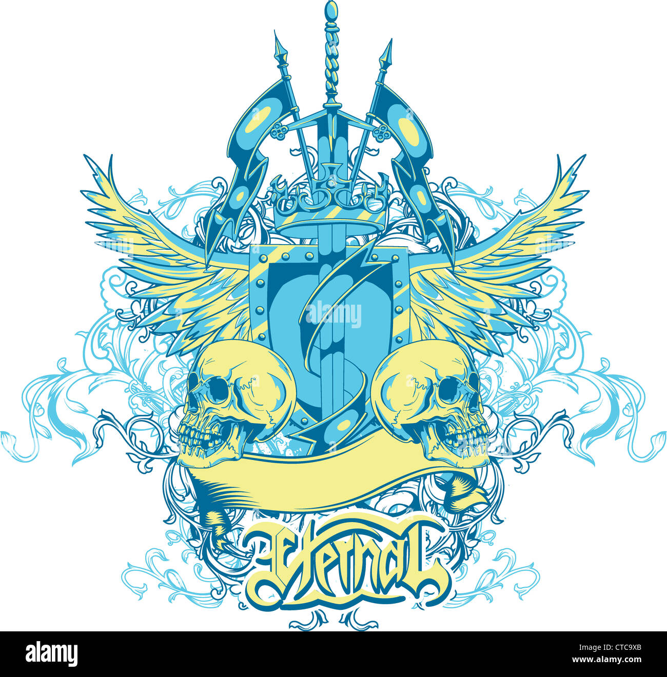 vintage tshirt design with crest Stock Photo - Alamy